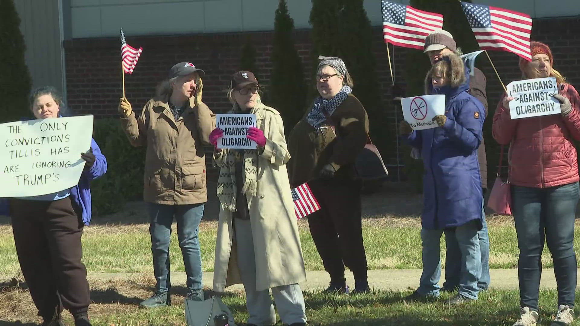 Greensboro protesters urge Senator Tillis to oppose Trump cuts ...