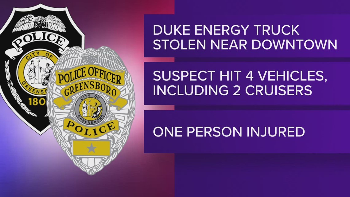 Stolen Duke Energy bucket truck hits four car, one person injured ...