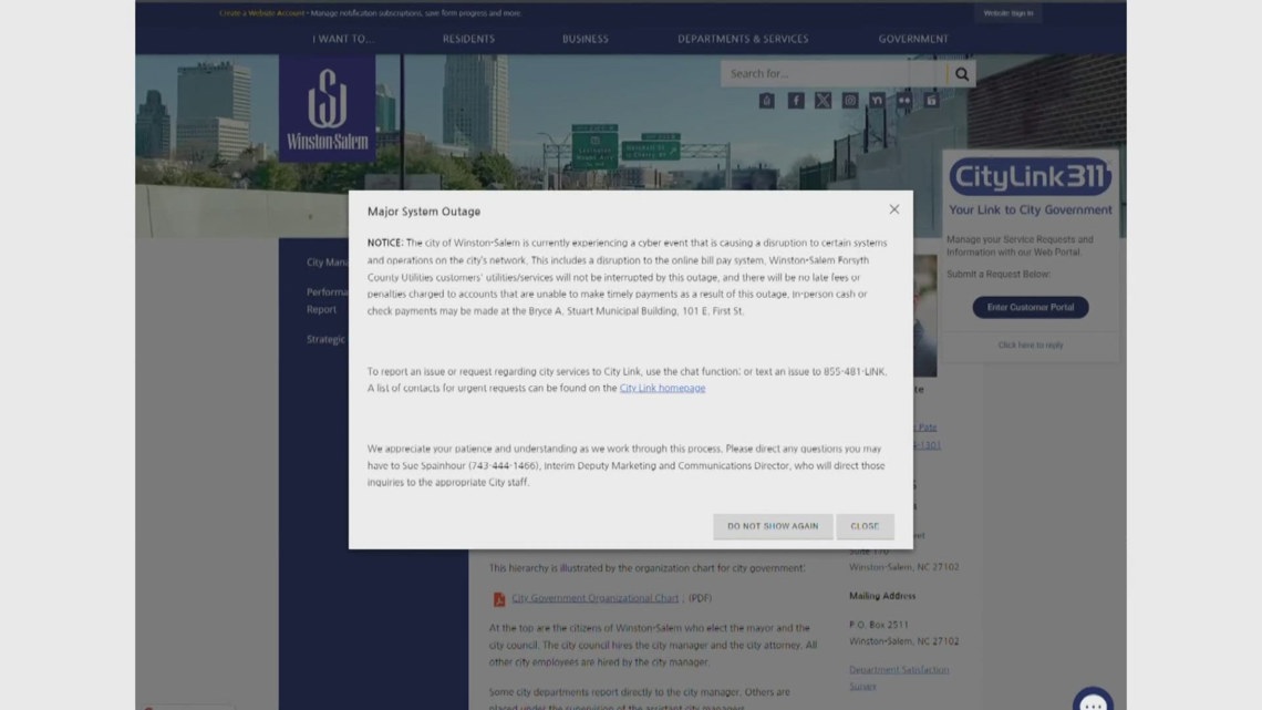Winston-Salem Cyber incident shuts down online system | wfmynews2.com