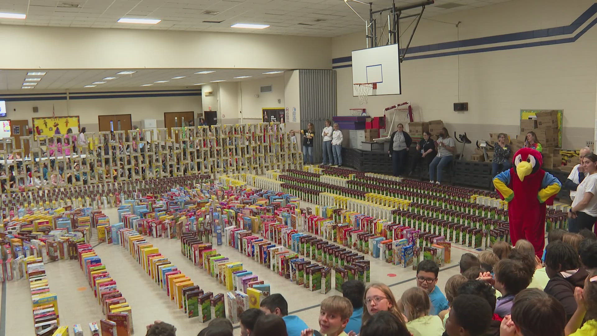 Clemmons Elementary's cereal challenge collects 11,000 boxes for local ...