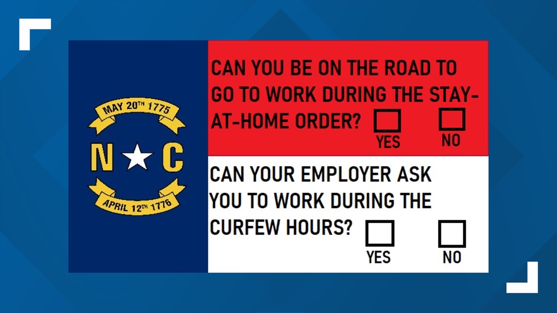 Are you allowed to travel to work & get gas during the NC curfew ...