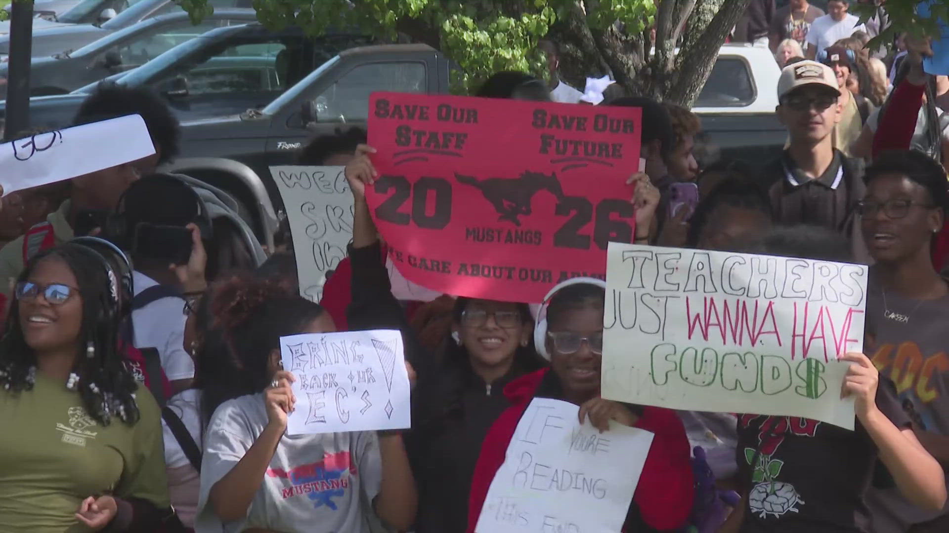 Parkland High students walk out of class to protest WS/FCS job cuts ...