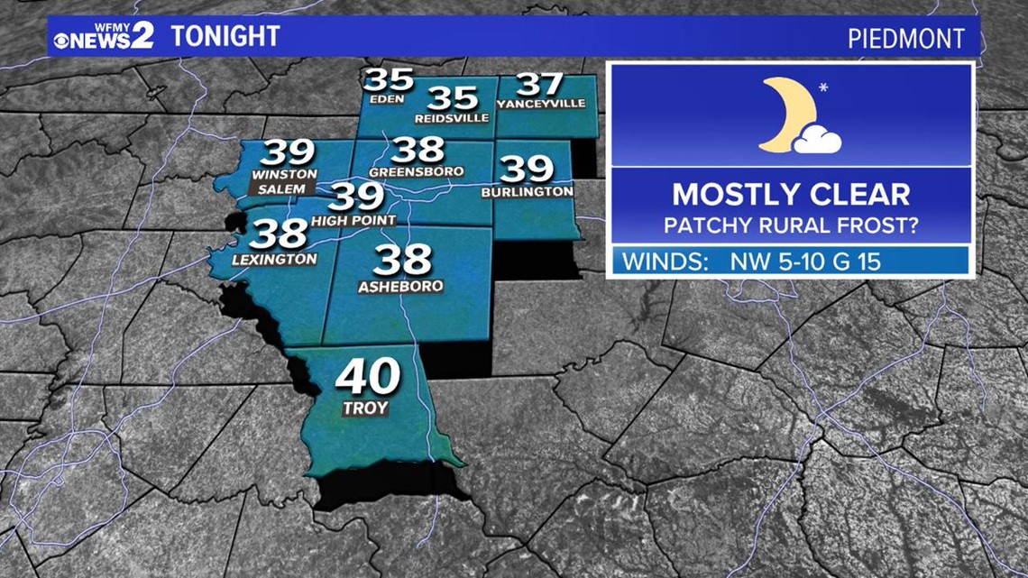 Cold Night: Patchy Frost Possible in Rural Areas | wfmynews2.com