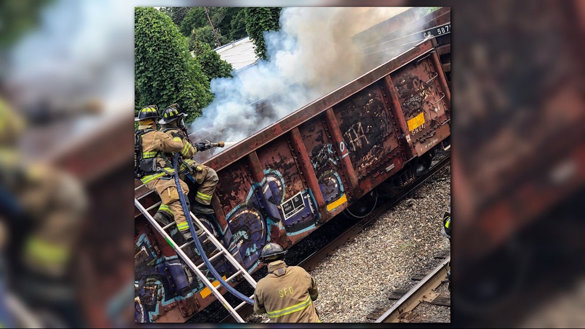 Train Carrying Railroad Ties Catches Fire In Rowan County | wfmynews2.com
