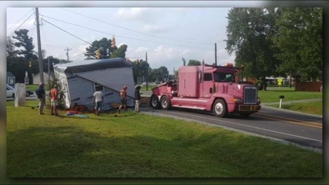 Mobile Home Falls Off Tractor-Trailer In Haw River | wfmynews2.com