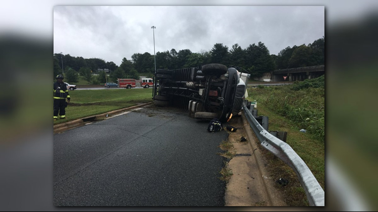 18 Wheeler Overturns On Us 421 Off Ramp In Winston Salem Police