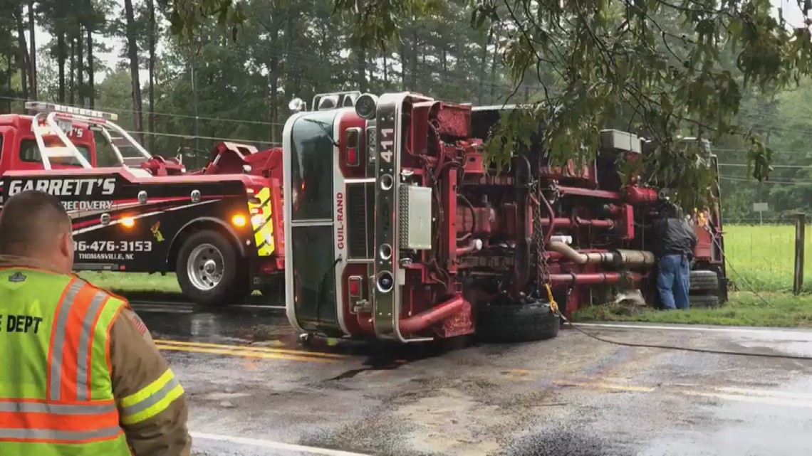 Fire truck tips over near High Point | wfmynews2.com