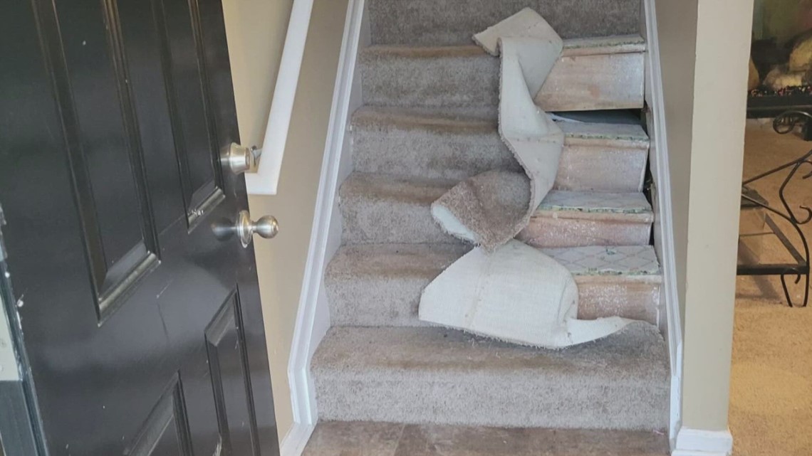 Woman’s stairs collapse as she walks down them | 2 Wants to Know ...