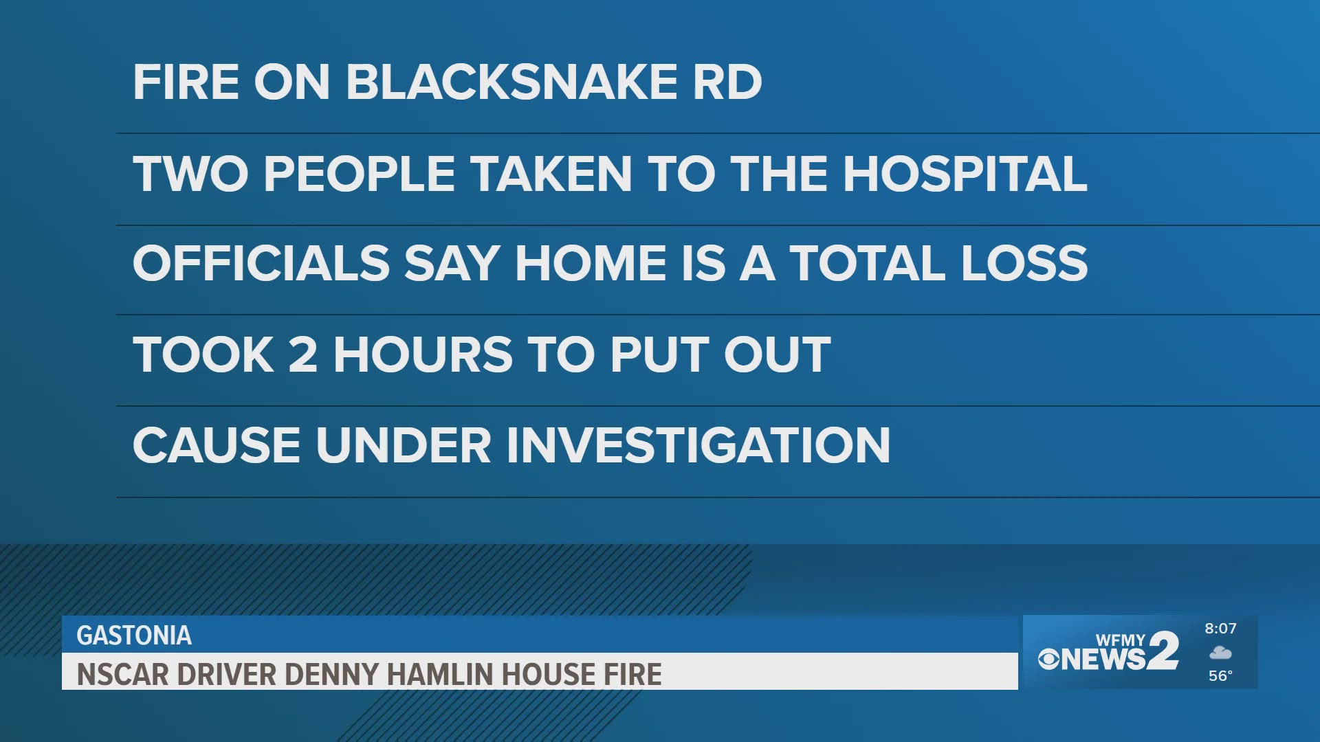 NASCAR driver Denny Hamlin's parent's home catches fire | wfmynews2.com