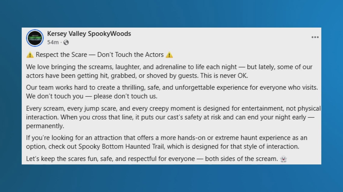 Kersey Valley SpookyWoods warns guests to avoid touching actors after ...