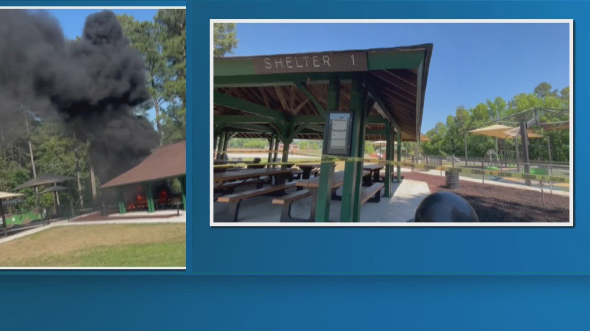 Jamestown Park pavilion catches fire during countywide burn ban ...