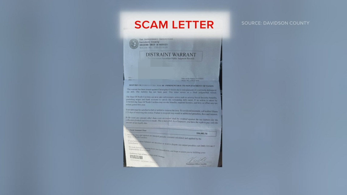 Davidson County warns of scam tax letter | wfmynews2.com