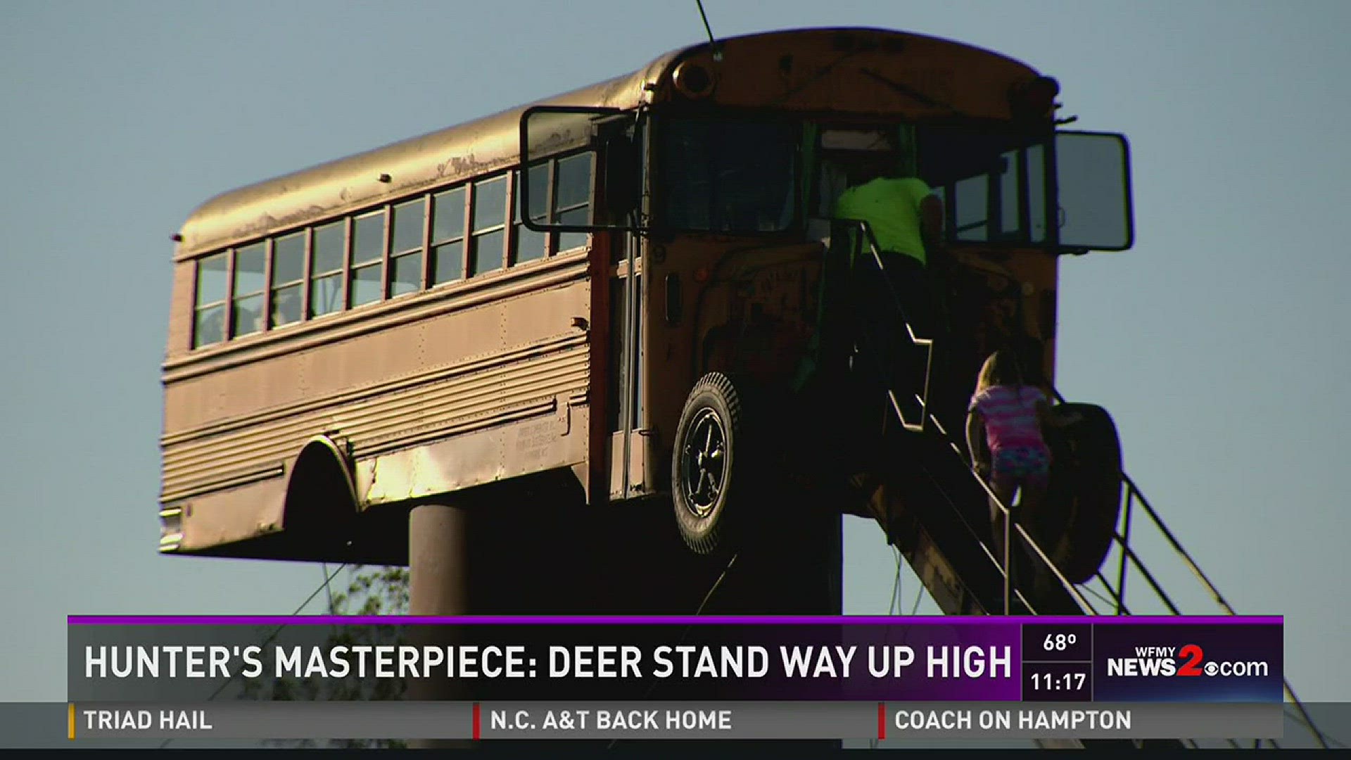 Hunter Hoists Old School Bus To Use As Deer Stand | wfmynews2.com