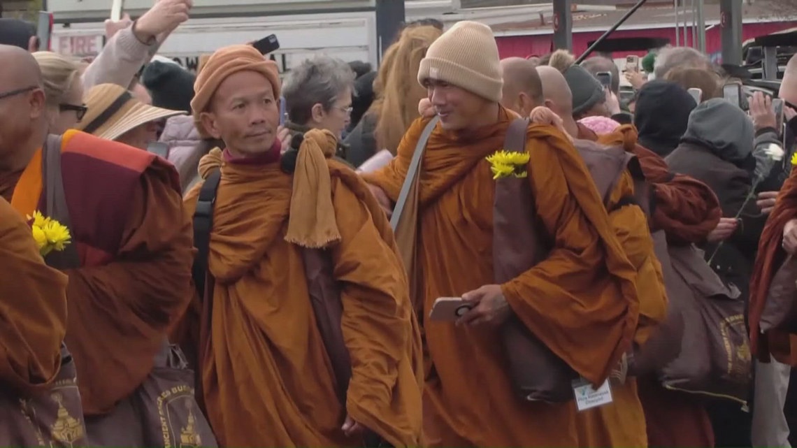 Buddhist monks stop for the night in Thomasville, headed to Greensboro ...