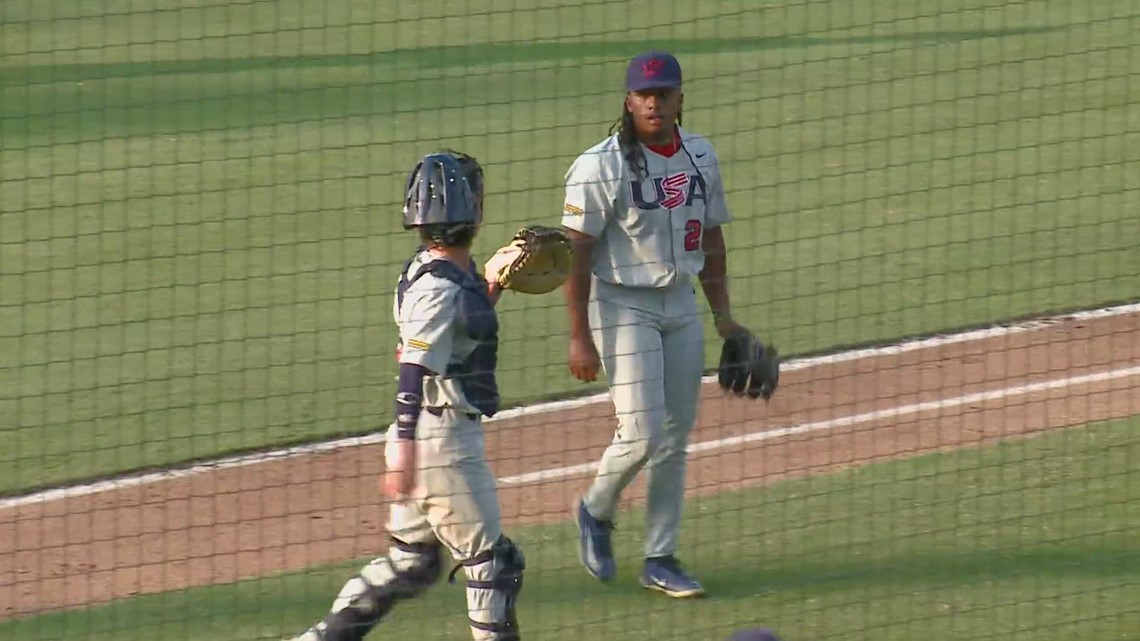 Xavier Meachem in training camp with the USA Baseball Collegiate ...