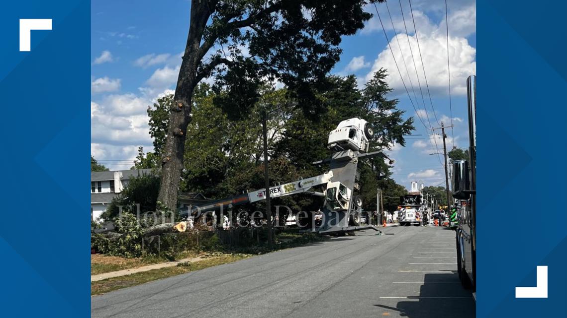 Crane tips during tree removal in Elon, creates safety concerns ...