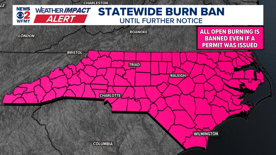 North Carolina issues statewide burn ban amid wildfire risks ...