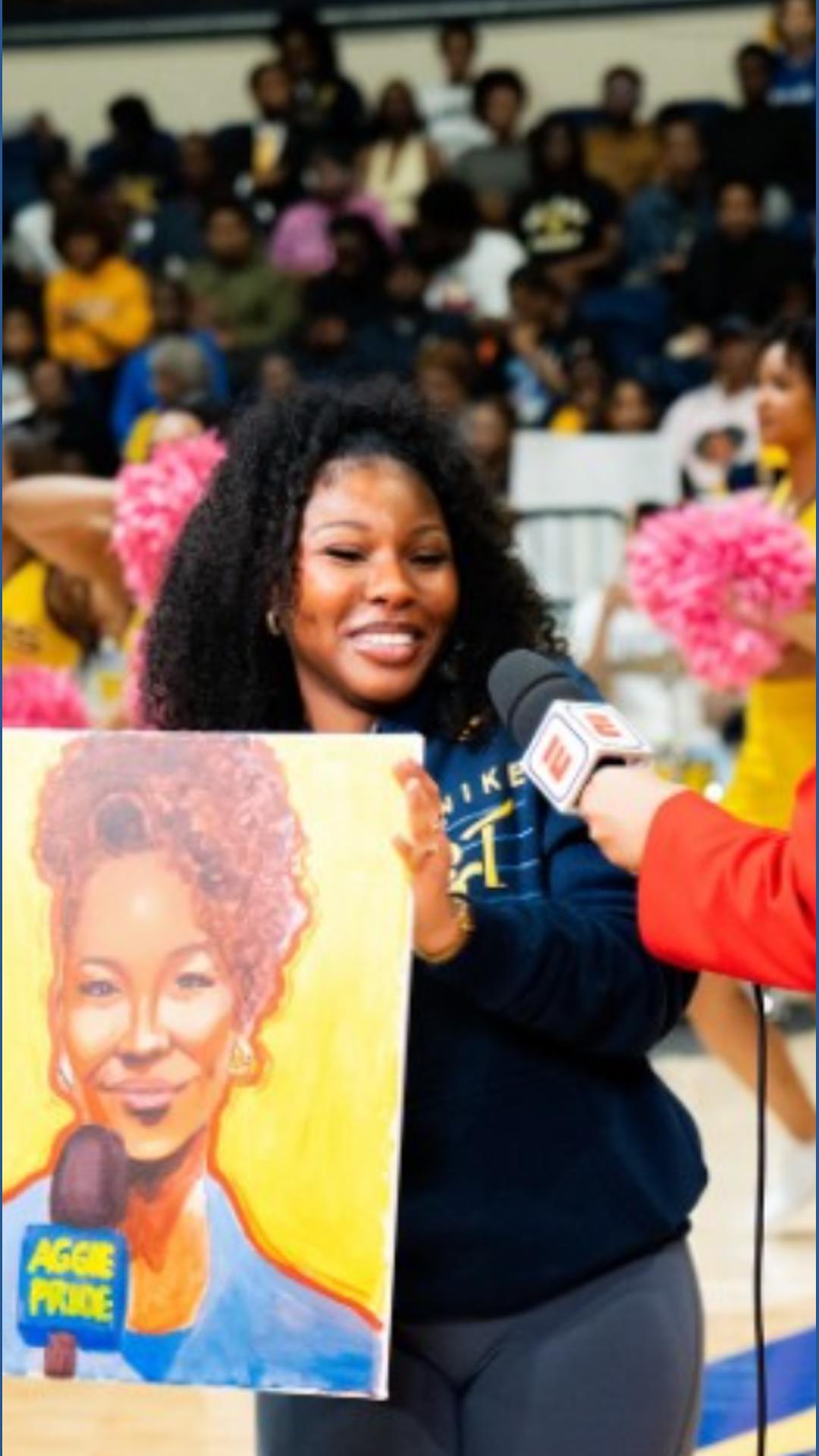 NC A&T artist captures ESPN’s Amina Smith in live painting | wfmynews2.com