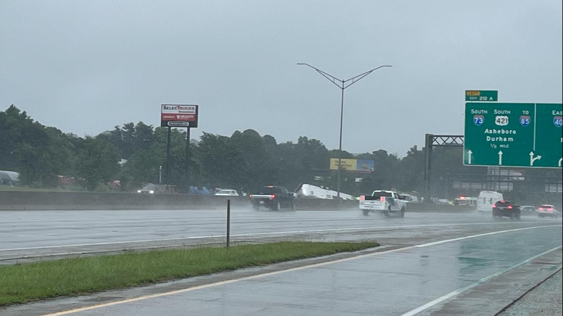 Crash involving overturned camper causes backup on I-40 W in Greensboro ...
