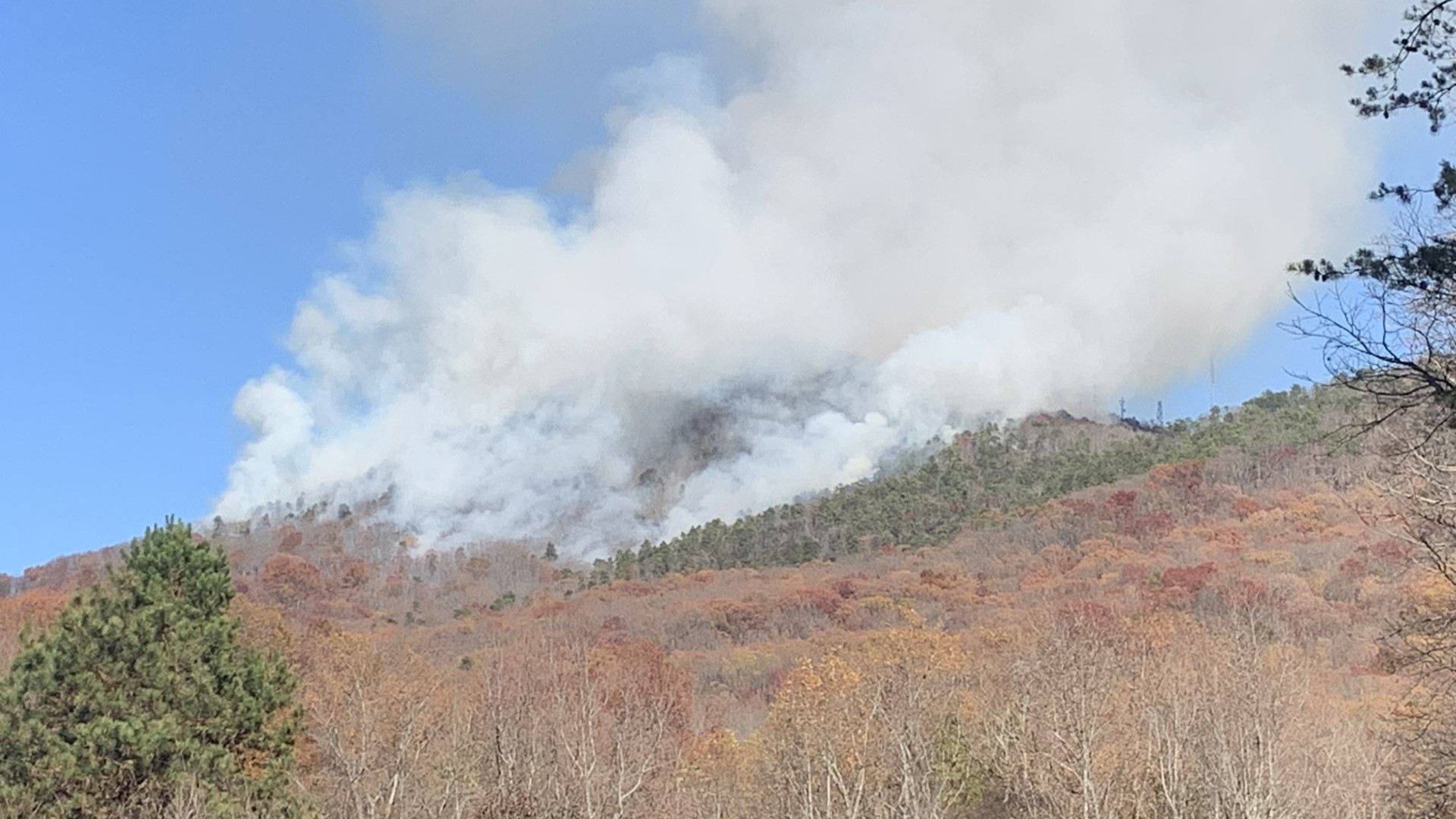Sauratown Mountain on fire in Stokes County | wfmynews2.com
