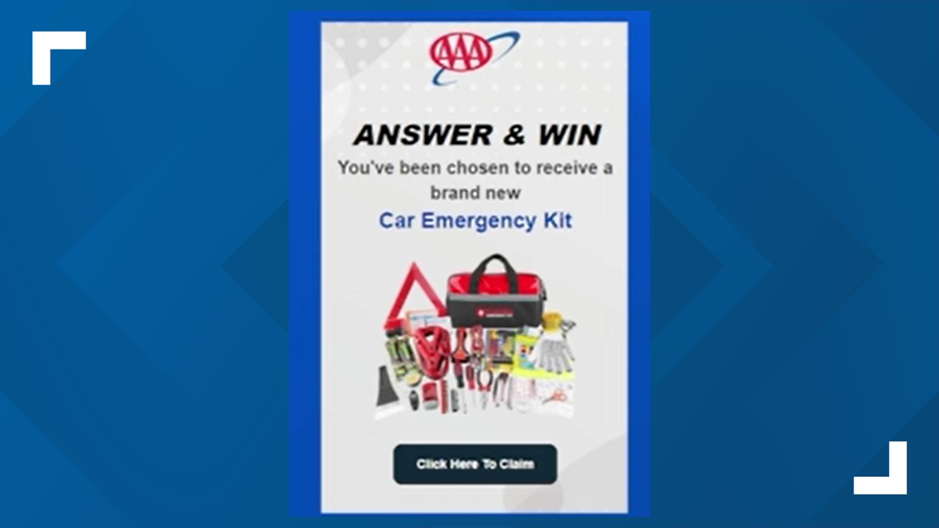 AAA email about a free emergency car kit isn't legit | wfmynews2.com