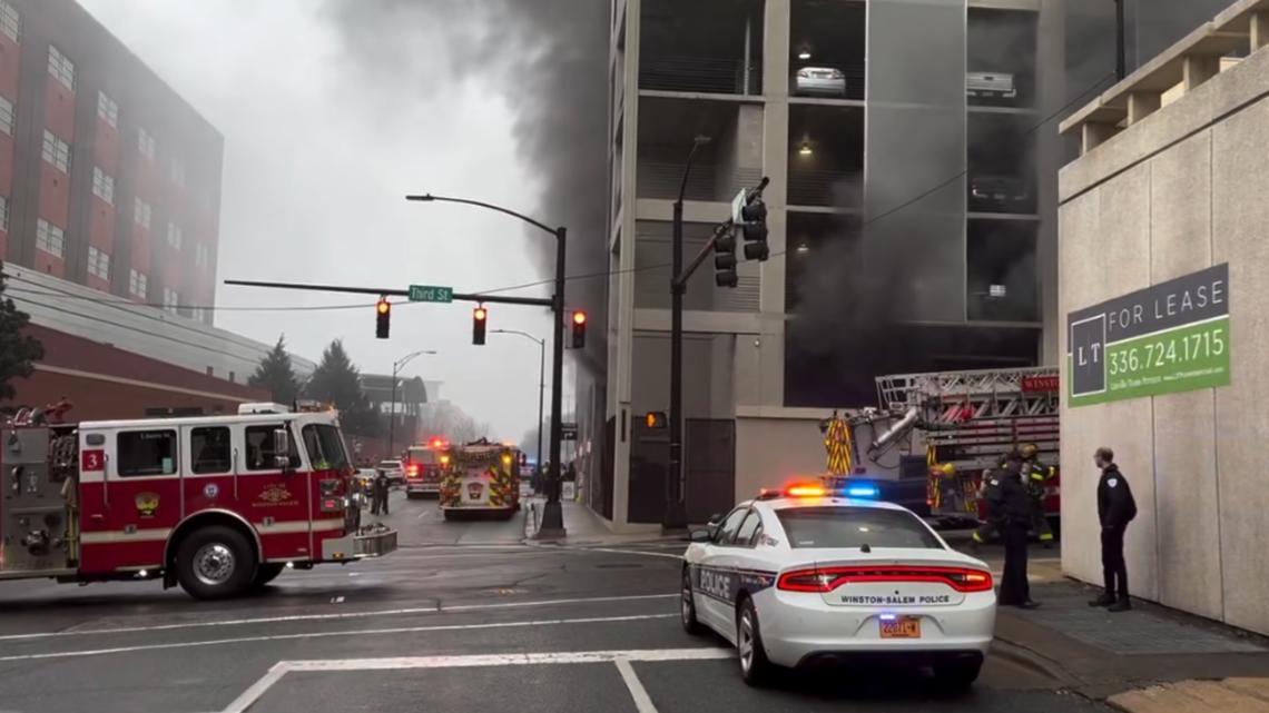 Car fire in Winston-Salem parking deck | wfmynews2.com