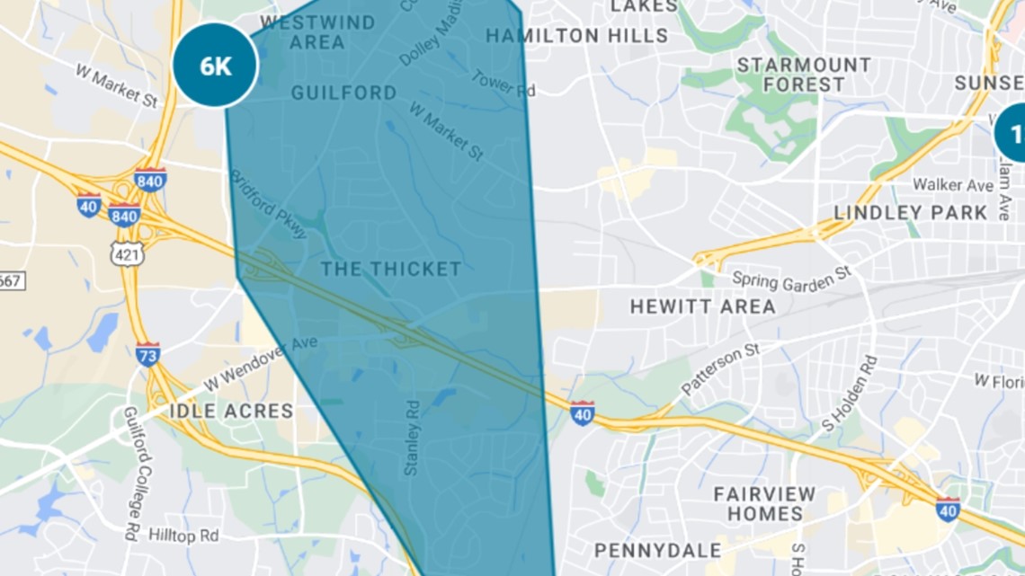 Duke Energy map shows thousands of outages in west Greensboro ...
