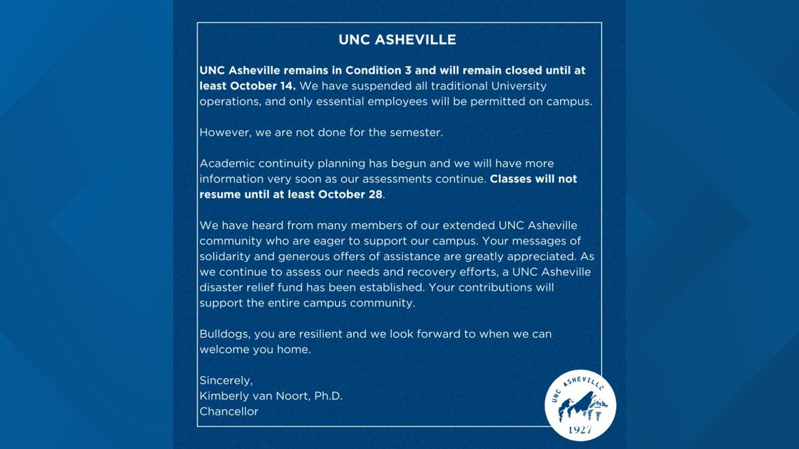 UNC Asheville remains closed, classes canceled | wfmynews2.com