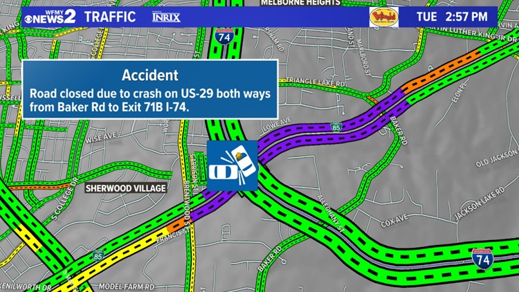 Deadly crash on US-29 south near Baker Road | wfmynews2.com