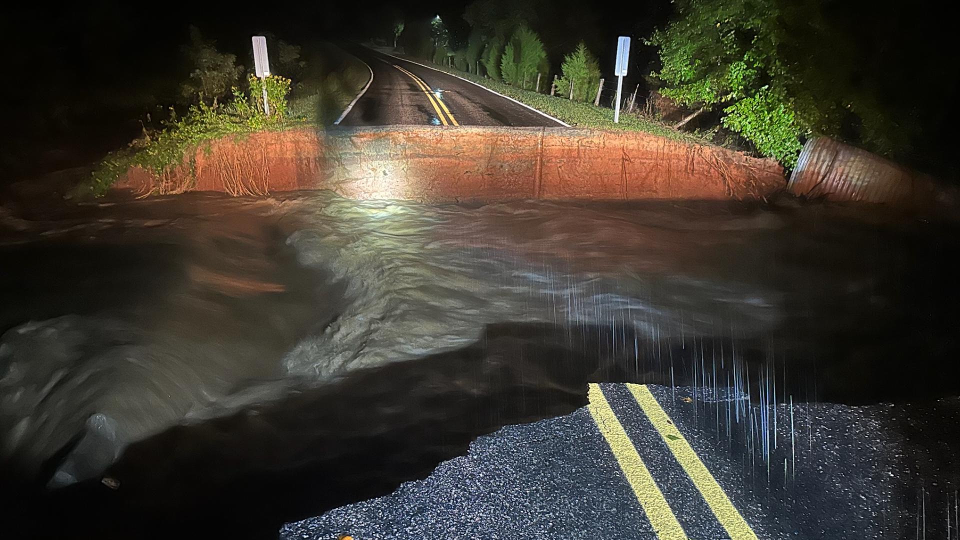 Stokes County Road severely damaged from flood waters | wfmynews2.com