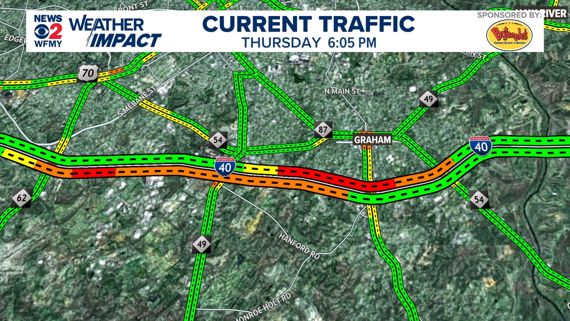 Traffic slows on I-40 in Graham area Thursday afternoon | wfmynews2.com