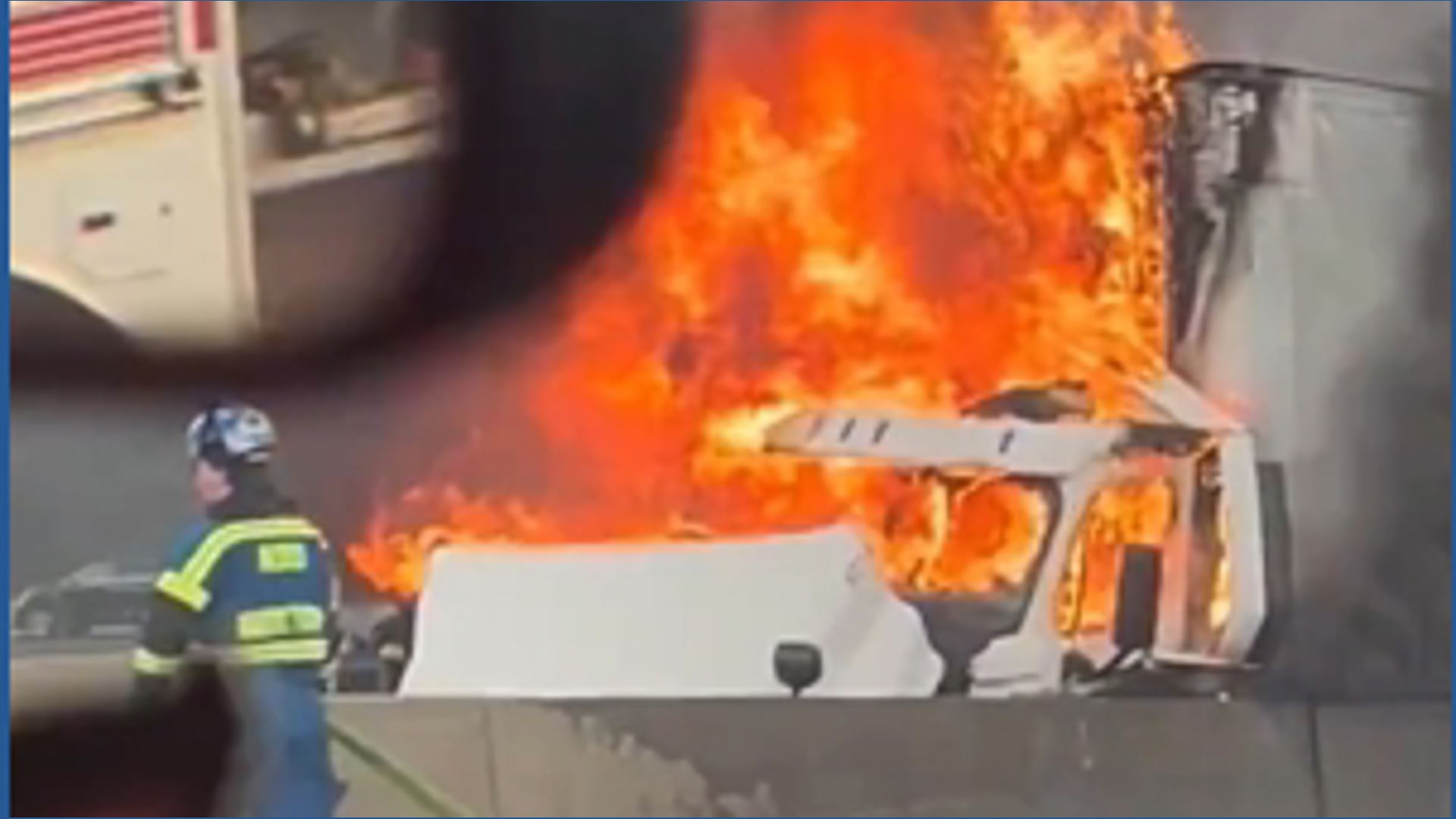 Tractor-trailer on fire at I-40/85 in Graham | wfmynews2.com