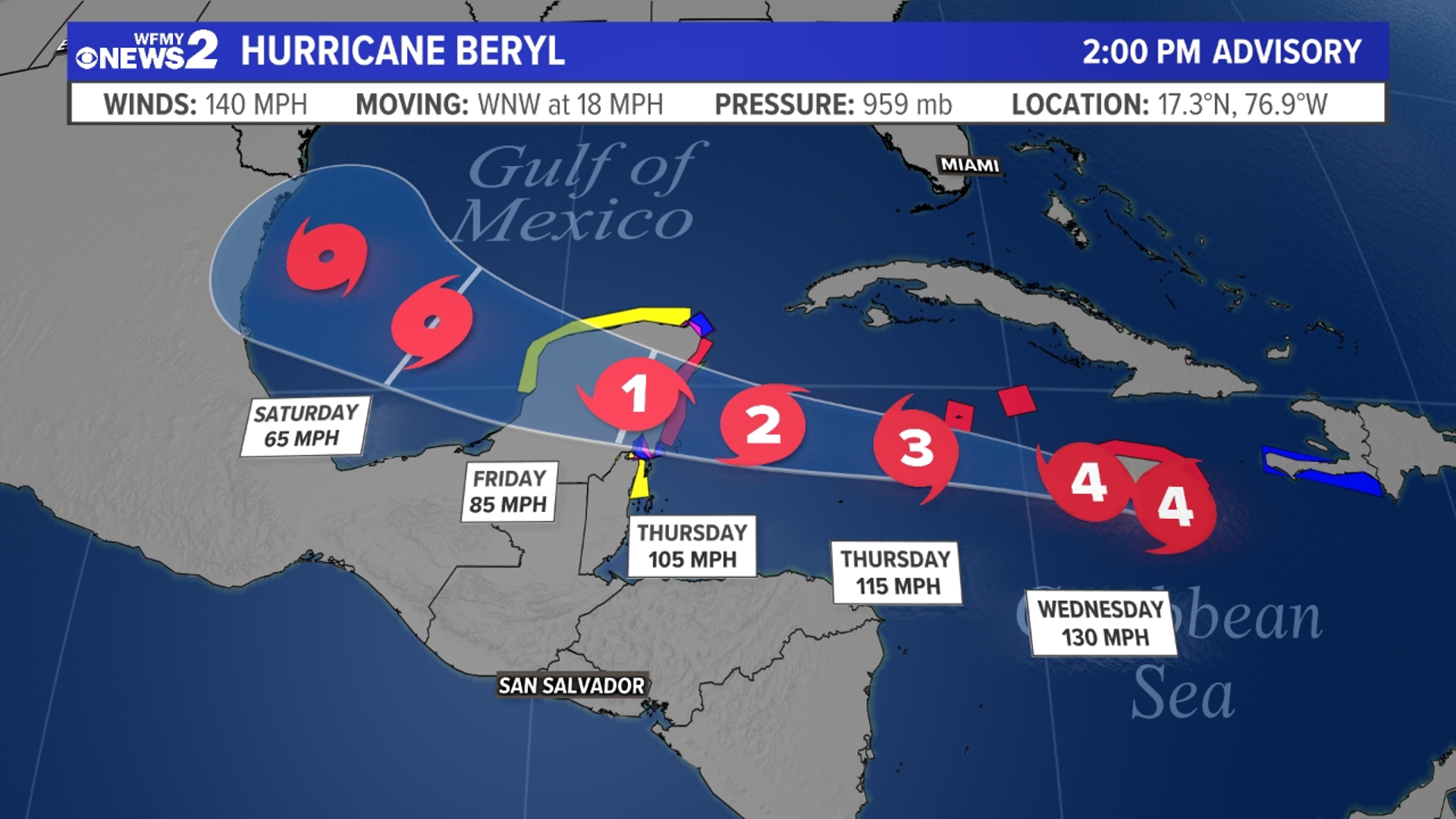Hurricane Beryl now moving into southeastern Caribbean | wfmynews2.com