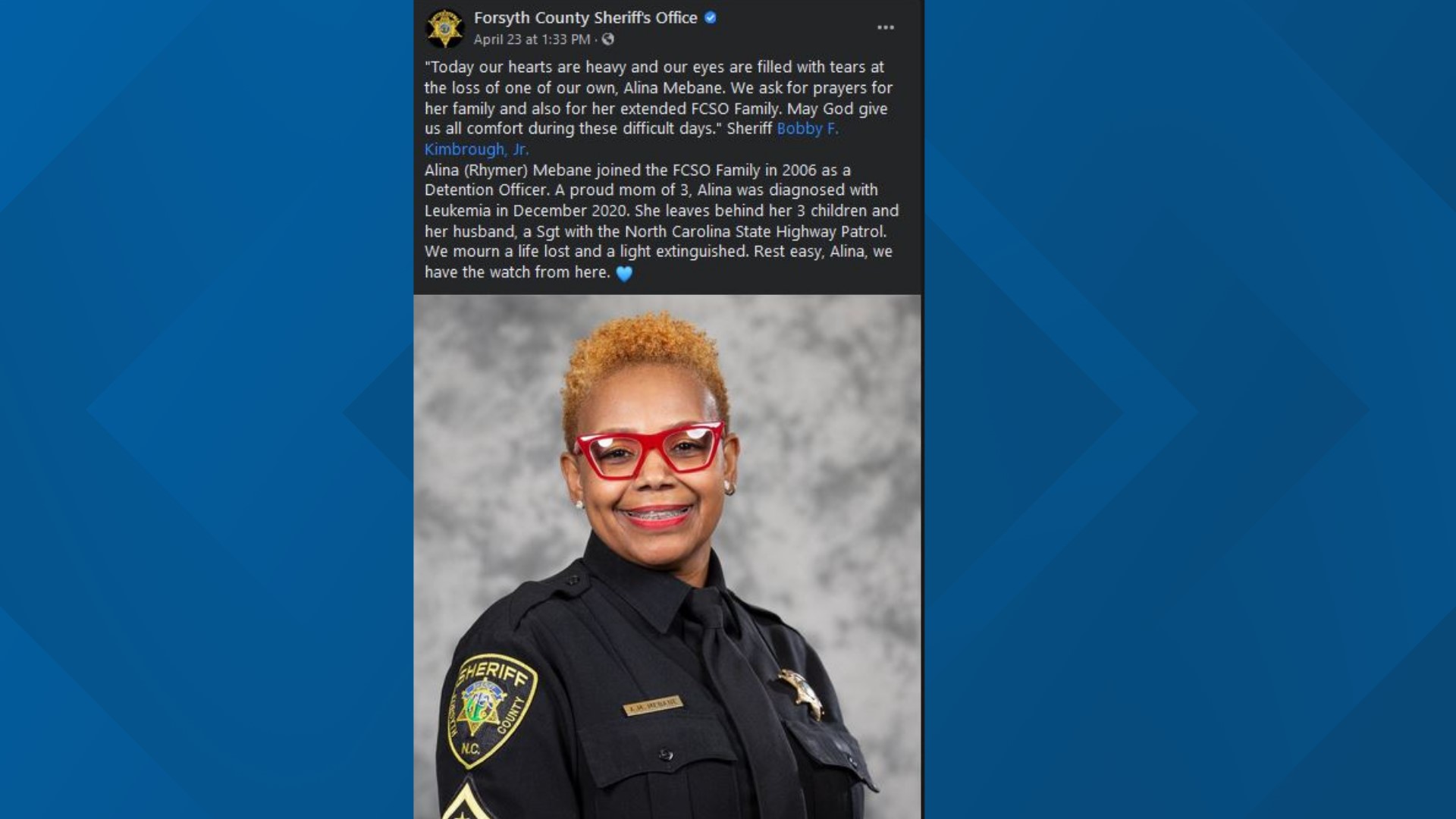 Forsyth County Sheriff's Office mourns one of their own | wfmynews2.com