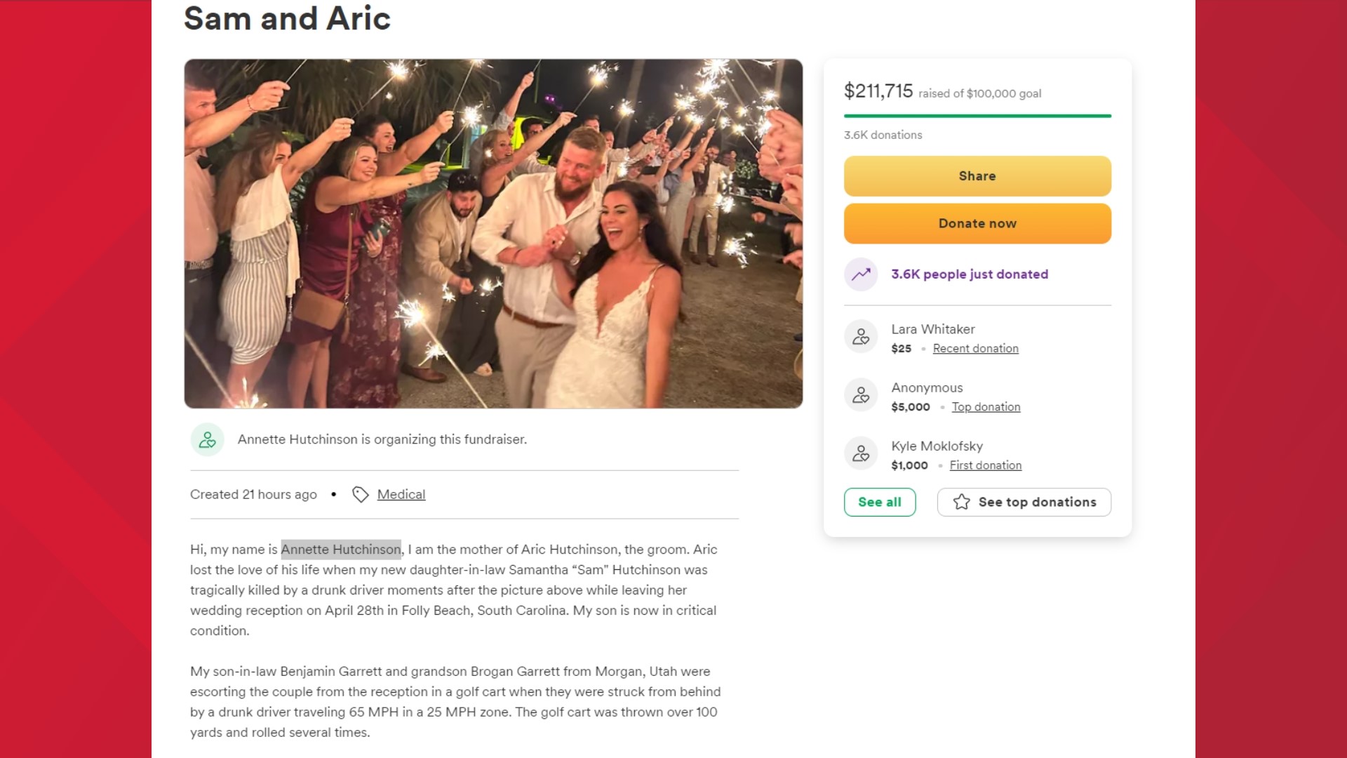 NC bride dies from DUI driver after just getting married | wfmynews2.com