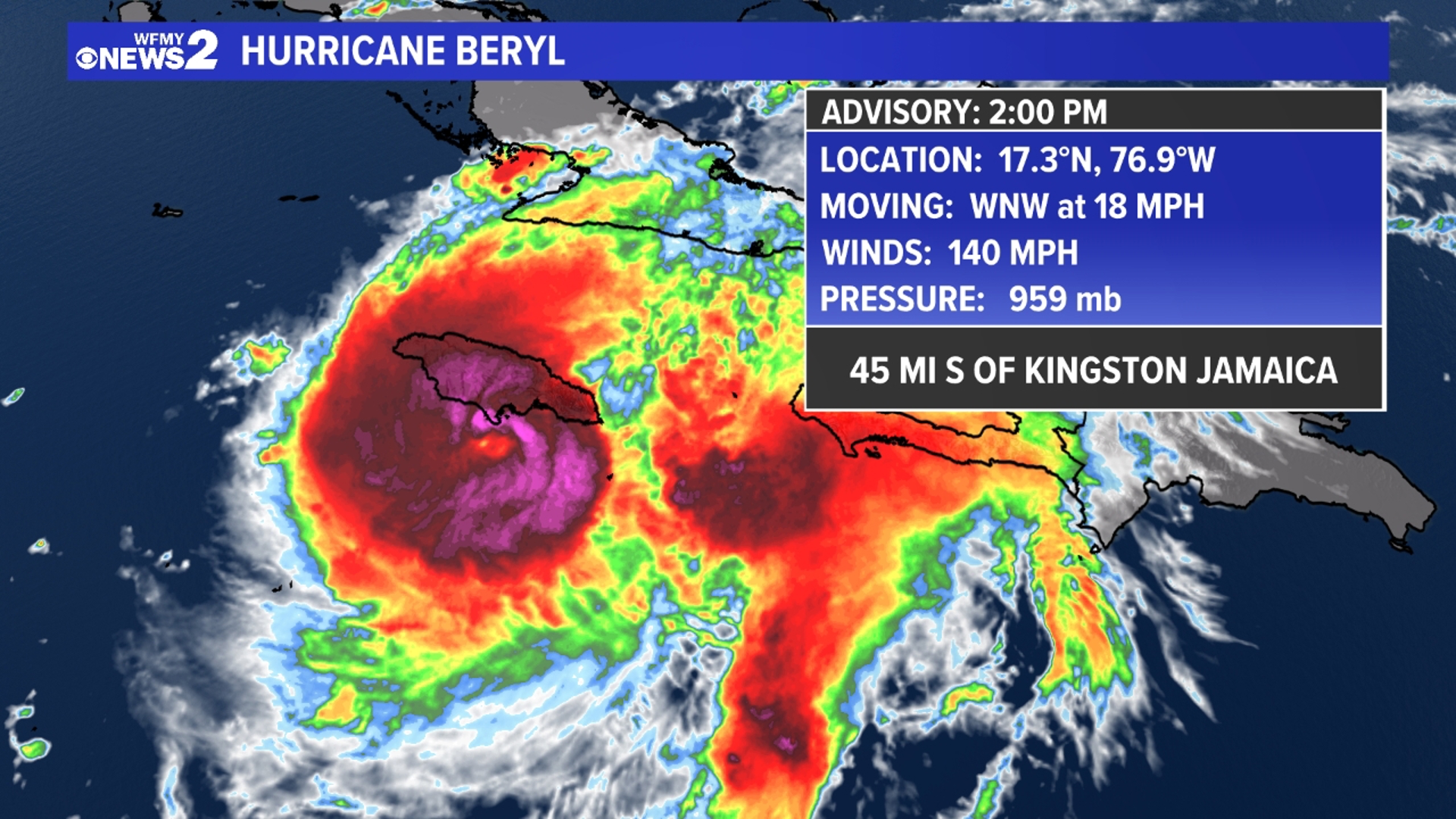 Hurricane Beryl now moving into southeastern Caribbean | wfmynews2.com