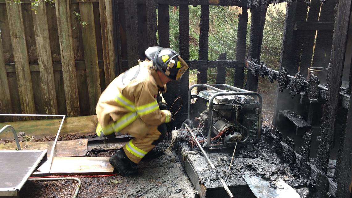 Generator catches on fire, burns down fence | wfmynews2.com