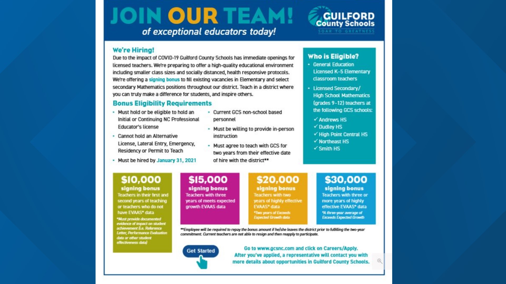 Guilford County Schools offering huge signing bonuses | wfmynews2.com