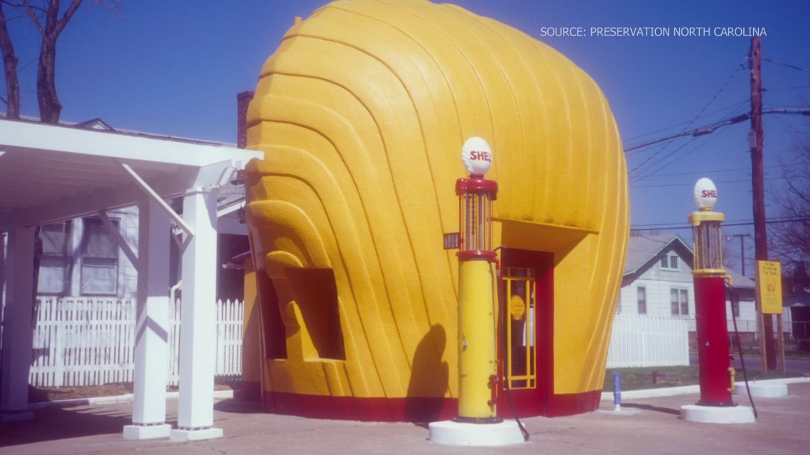 One of last remaining shell shaped Shell gas stations | wfmynews2.com