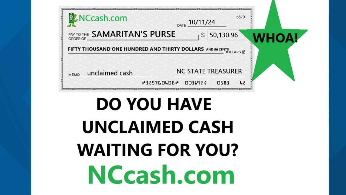 Samaritan's Purse gets $50K in unclaimed cash from NC | wfmynews2.com