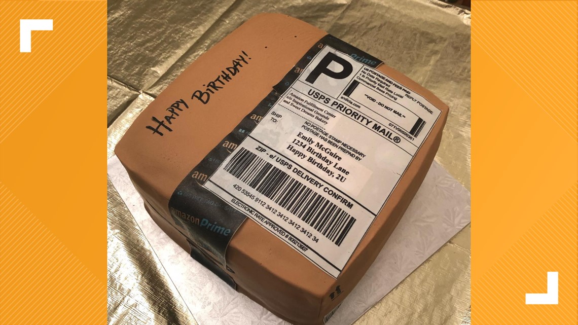 Amazon box birthday cake delivers a smile to NC woman | wfmynews2.com