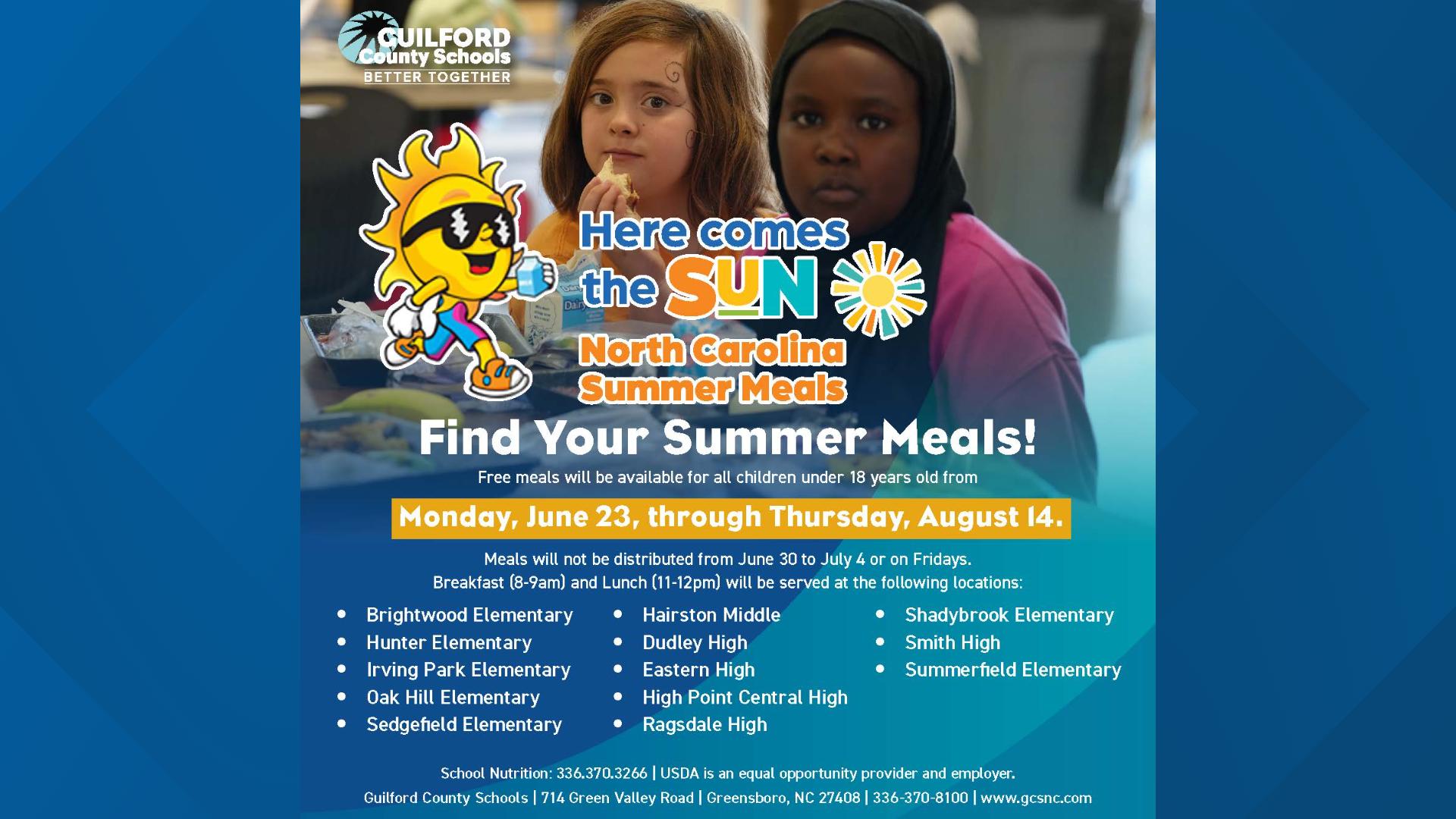 Guilford County Schools offer free summer meals | wfmynews2.com