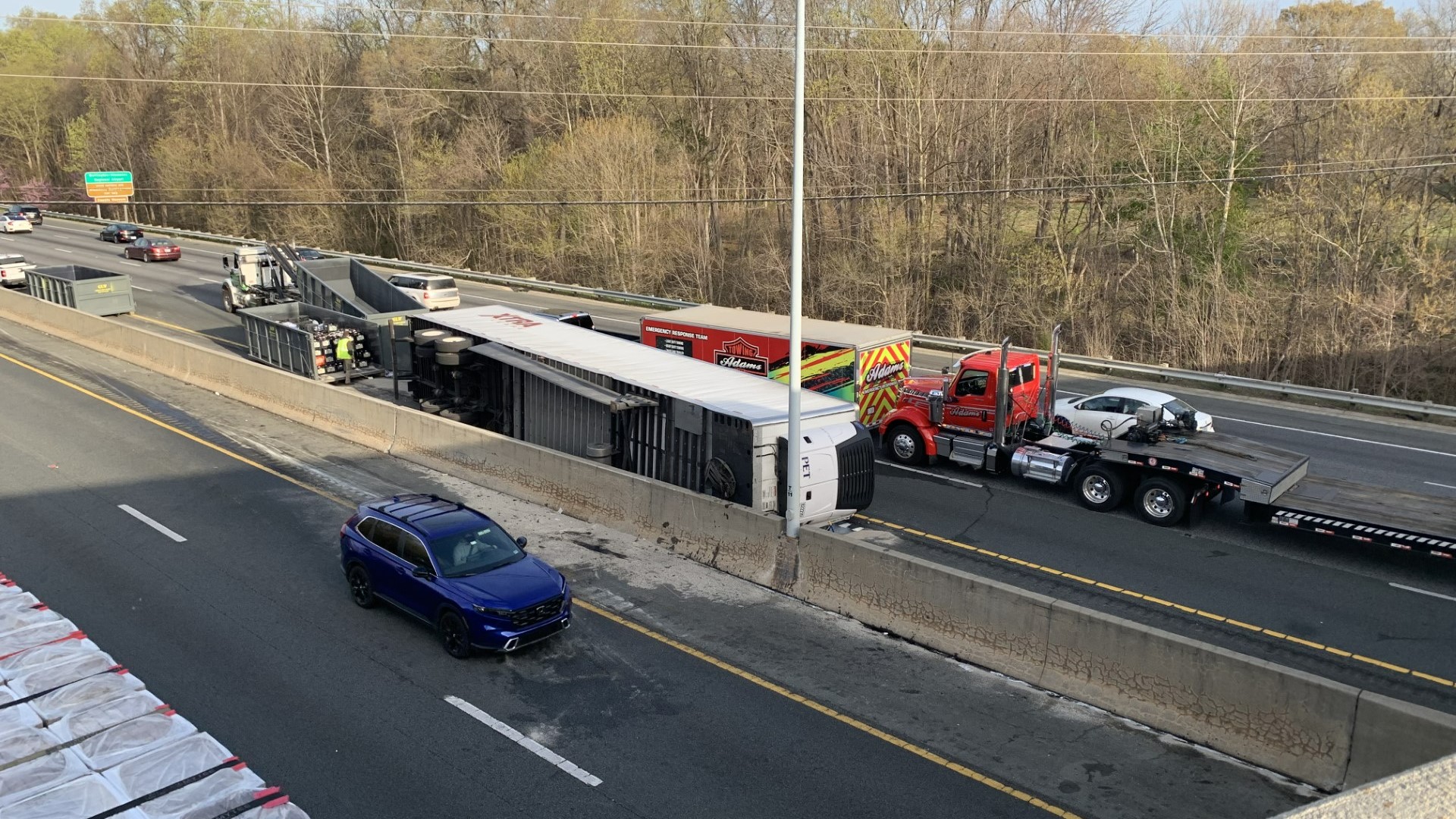 Overturned tractor-trailer on I-40 in Alamance Co. | wfmynews2.com