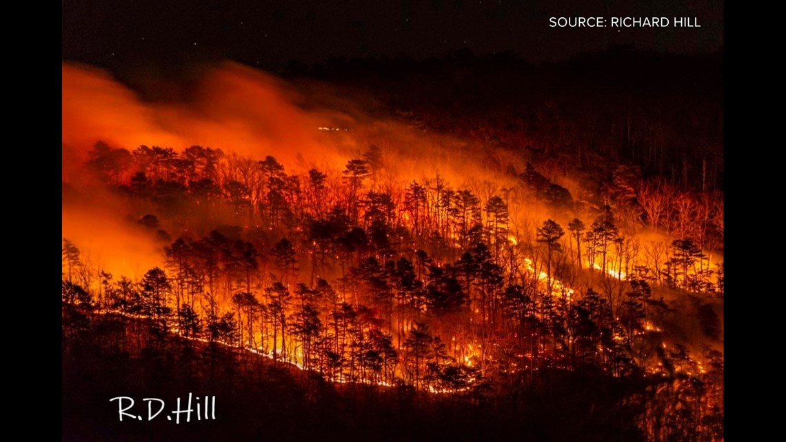 Firefighting crews working to put out blaze on Pilot Mountain ...