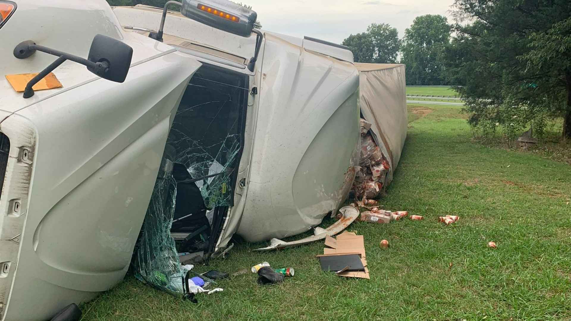 Overturned tractor-trailer crash on US-52 South | wfmynews2.com