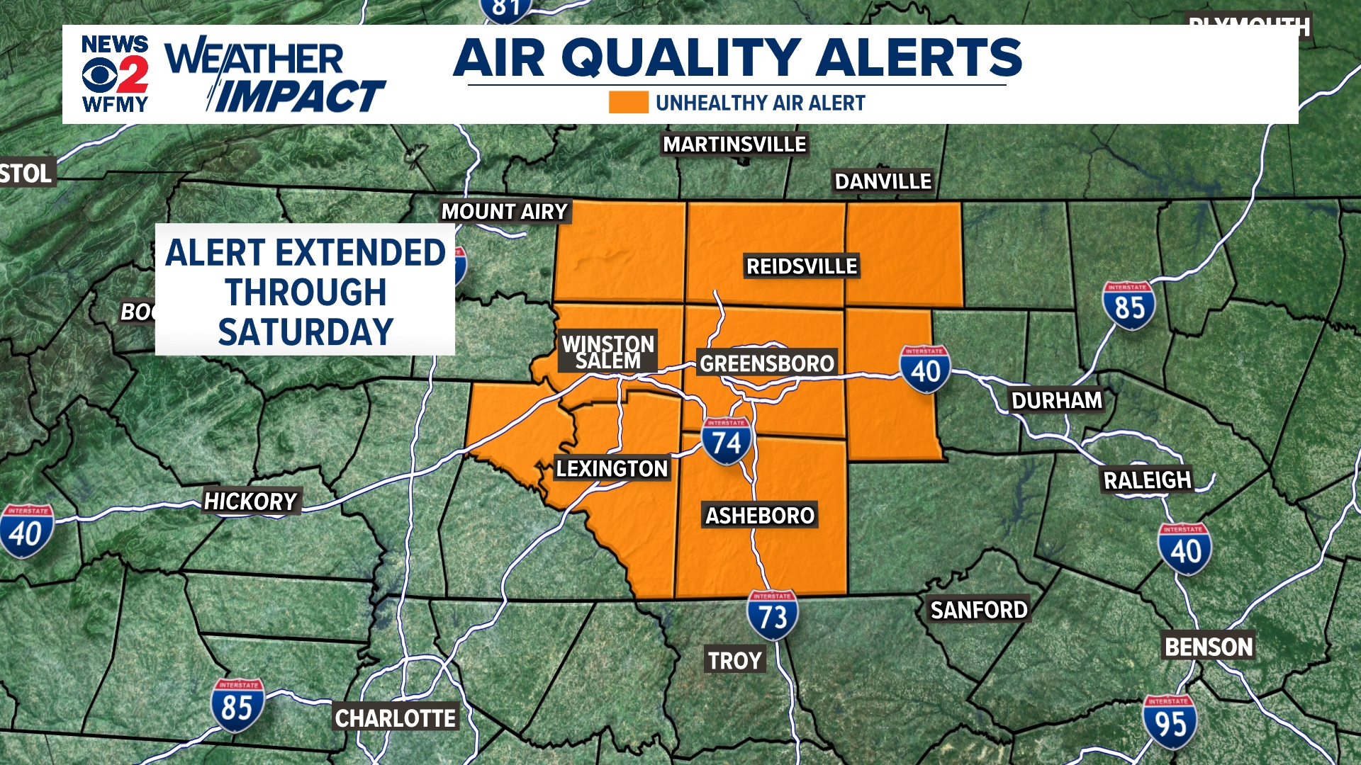 Code orange air quality alert for the Triad extended through Saturday ...