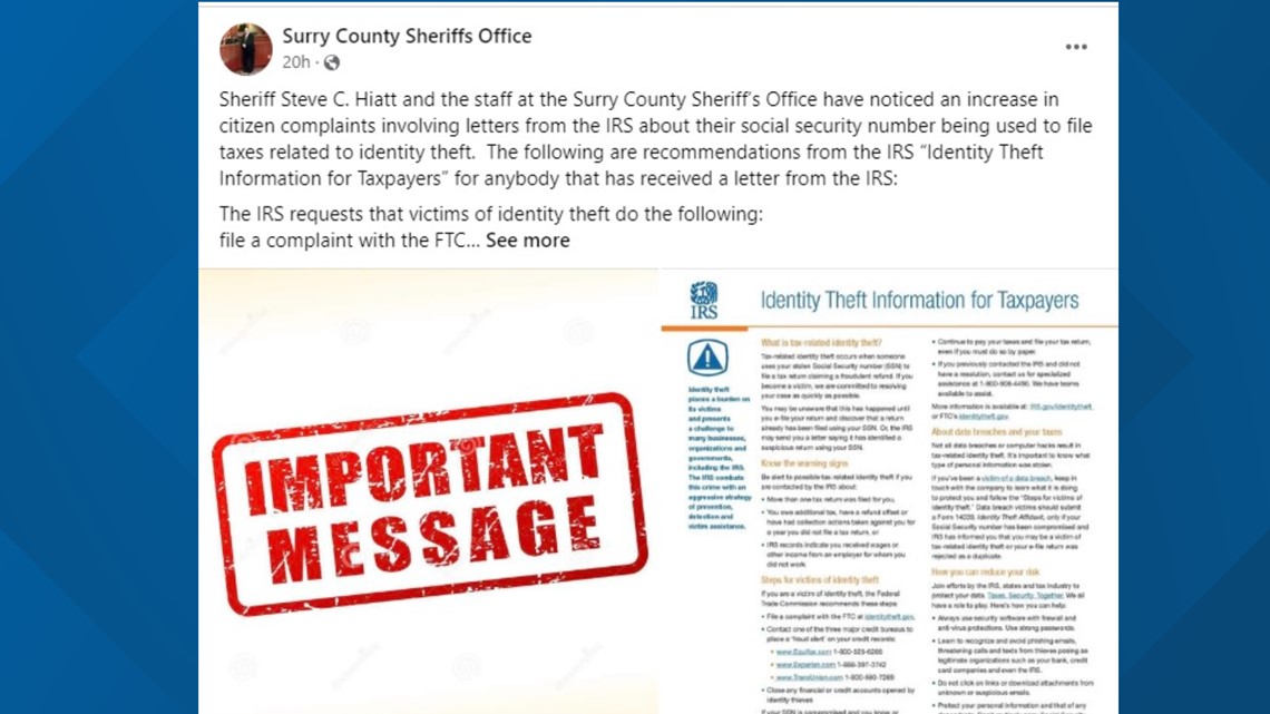 IRS sending letters about tax identity theft | wfmynews2.com