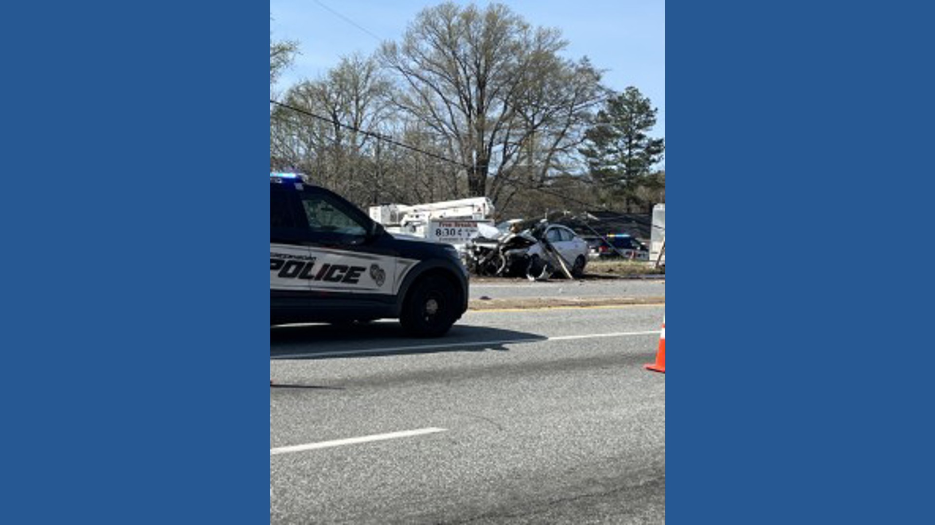 Road closed after car crashes into power pole in Greensboro | wfmynews2.com