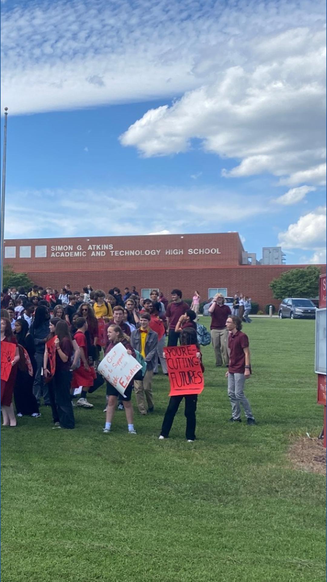 More students walk out of class to protest WS/FCS job cuts | wfmynews2.com