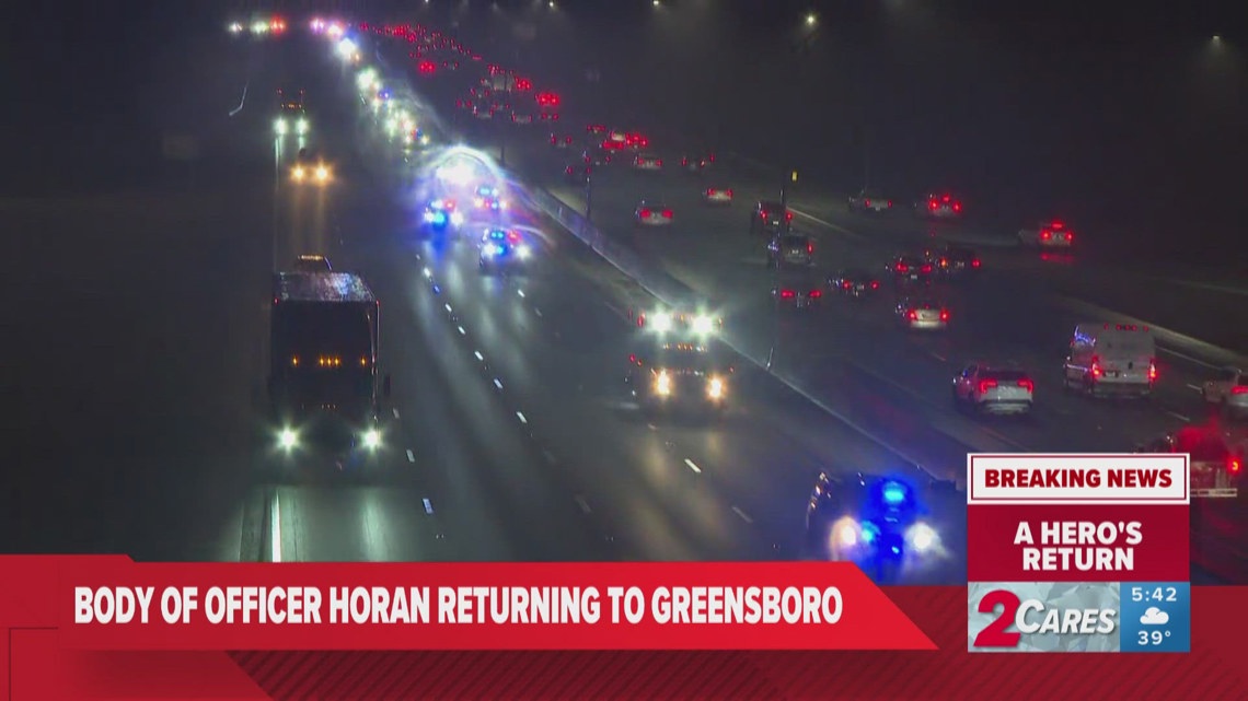 Officer Horan's procession home going through Whitsett | wfmynews2.com